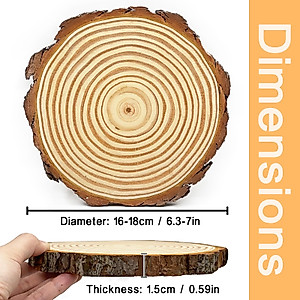 DSYIL 6 Pack Unfinished Wood Slices Large, 6.3-7 Inch Round Wood Circles with Tree Bark,Christmas Ornaments Wood Pieces for Crafts Rustic Wedding Centerpieces Decoration