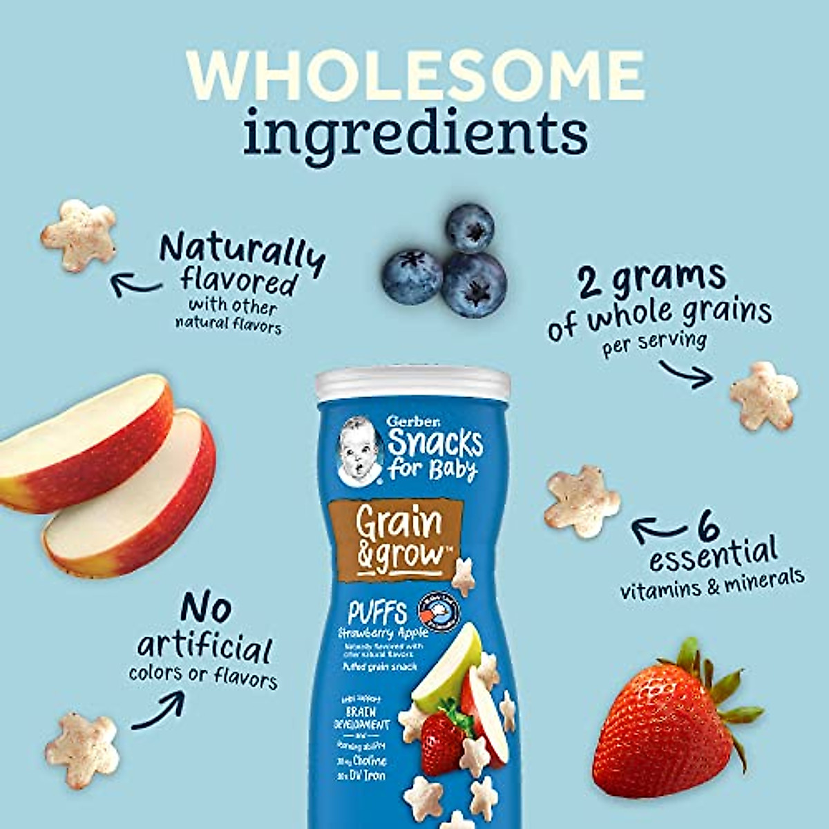 Gerber Baby Snacks Puffs, Vanilla, 1.48 Ounce (Pack of 6)