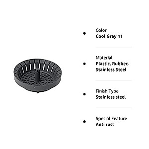 Dripsie Sink Strainer - Clog-Resistant and Flexible - Universal Kitchen Sink Drain Strainer - Made in The USA (1-Pack Gray)