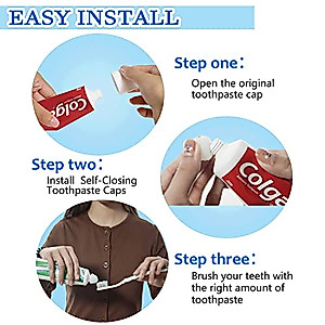 Toothpaste Caps, 6 Pieces Self-Closing Toothpaste Squeezer Dispenser, Suitable for Children and Adults in The Kids Bathroom, Food Grade Silicone and BPA Free Toothpaste Caps by ILouxNei