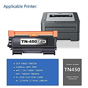 BIGSPCE Compatible TN450 TN-450 High Yield Toner Cartridge Replacement for Brother IntelliFax-2840 DCP-7060D 7065DN MFC-7240 7365DN 7860DW HL-2230 2240D 2270DW Printer (1 Pack, Black)