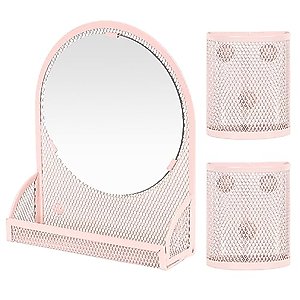 LUCYCAZ Magnetic Locker Accessories, Pink Magnetic Mirror with 2 Magnetic Pen Holder for Girls, Locker organizer for School, Home and Office. Back to School Essentials