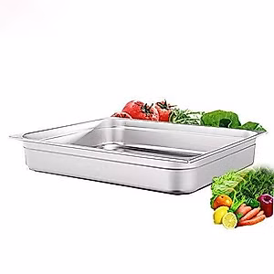 2 1/2" Deep Steam Table Pan Full Size, 8.3 Quart Stainless Steel Anti-Jam Standard Weight Hotel GN Food Pans - NSF (20.87"L x 12.8"W)
