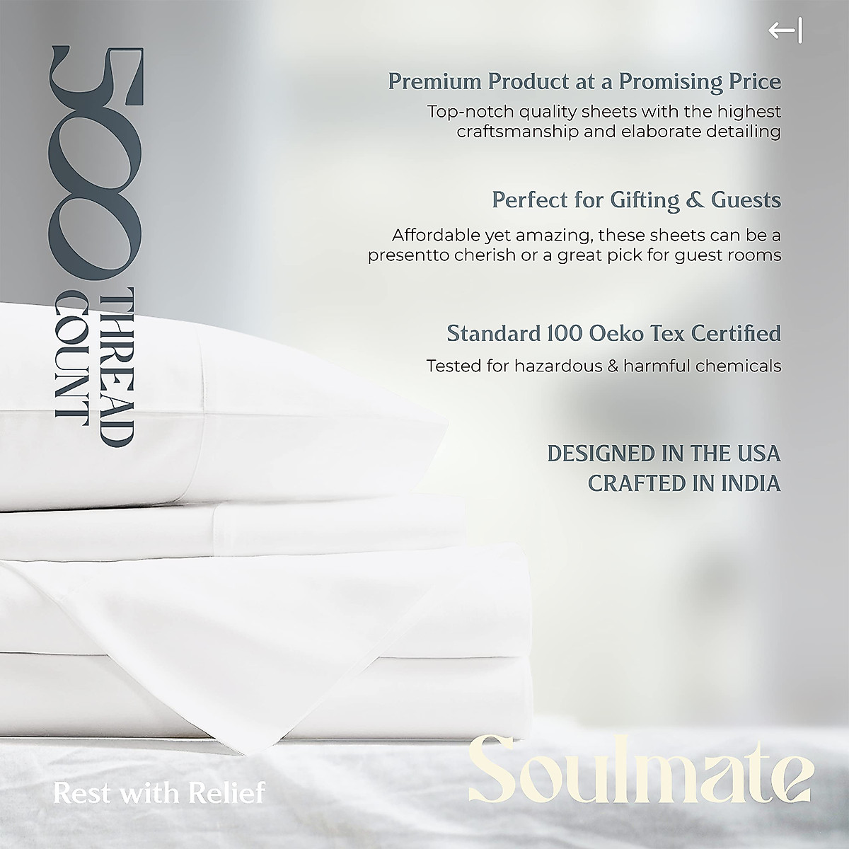 Mayfair Linen Full Size Sheets Cotton - 500 Thread Count 4 PC 100% Cotton Full Size Sheet Sets, 16” Deep Pocket Full Size Sheets Set, Cooling Full Sheet Set, Luxury Hotel Sheets & Pillowcases (White)