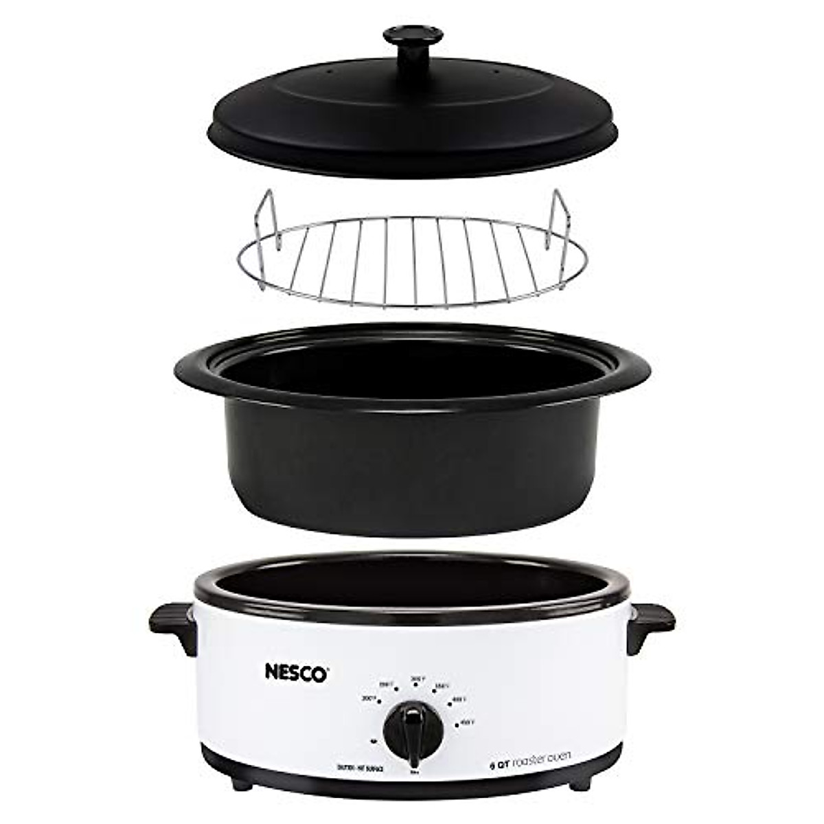 Nesco 4816-14 Porcelain Roaster Oven, 6 quart, White