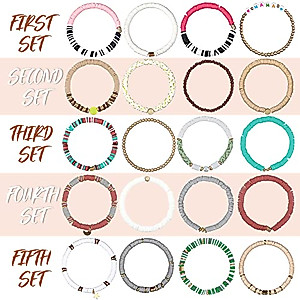 Jadive 36 Pcs Heishi Clay Bead Bracelet Stackable Stretch Women Jewelry Bracelets Y2k Bracelets Colorful Beaded Bracelets for Women Boho Aesthetic Surfer Beach Preppy Bracelet