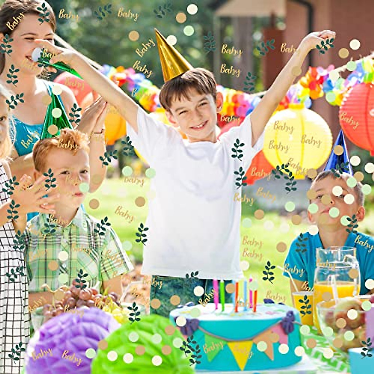 Thinp Confetti Tissue Sprinkle Confetti Dount Baby Shower Decorations Confetti Champaign Gold Ivory Sage Green Table Scatter Confetti for Ice Cream Theme Party Birthday Party Wedding Decoration 20g