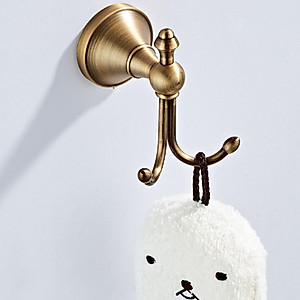 Vintage Brass Towel Hook Hanger Double Robe Hooks Wall Mounted for Bathroom Bronze Antique Brass Wall Towel Robe Hook Clothes Hanger