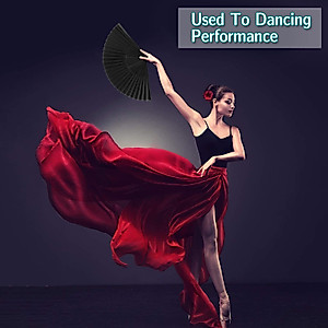 Jspupifip 3 Pack Silk Fabric Folding Hand Fans Classic Style Bamboo Ribs Hand Held Fan Chinese Vintage Handheld for Women Ladys Girls Wedding,Party and Gift(Black)