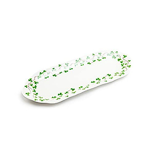 Grace Teaware Shamrock Fine Porcelain Oval Serving Plate Clover Leaf 16in