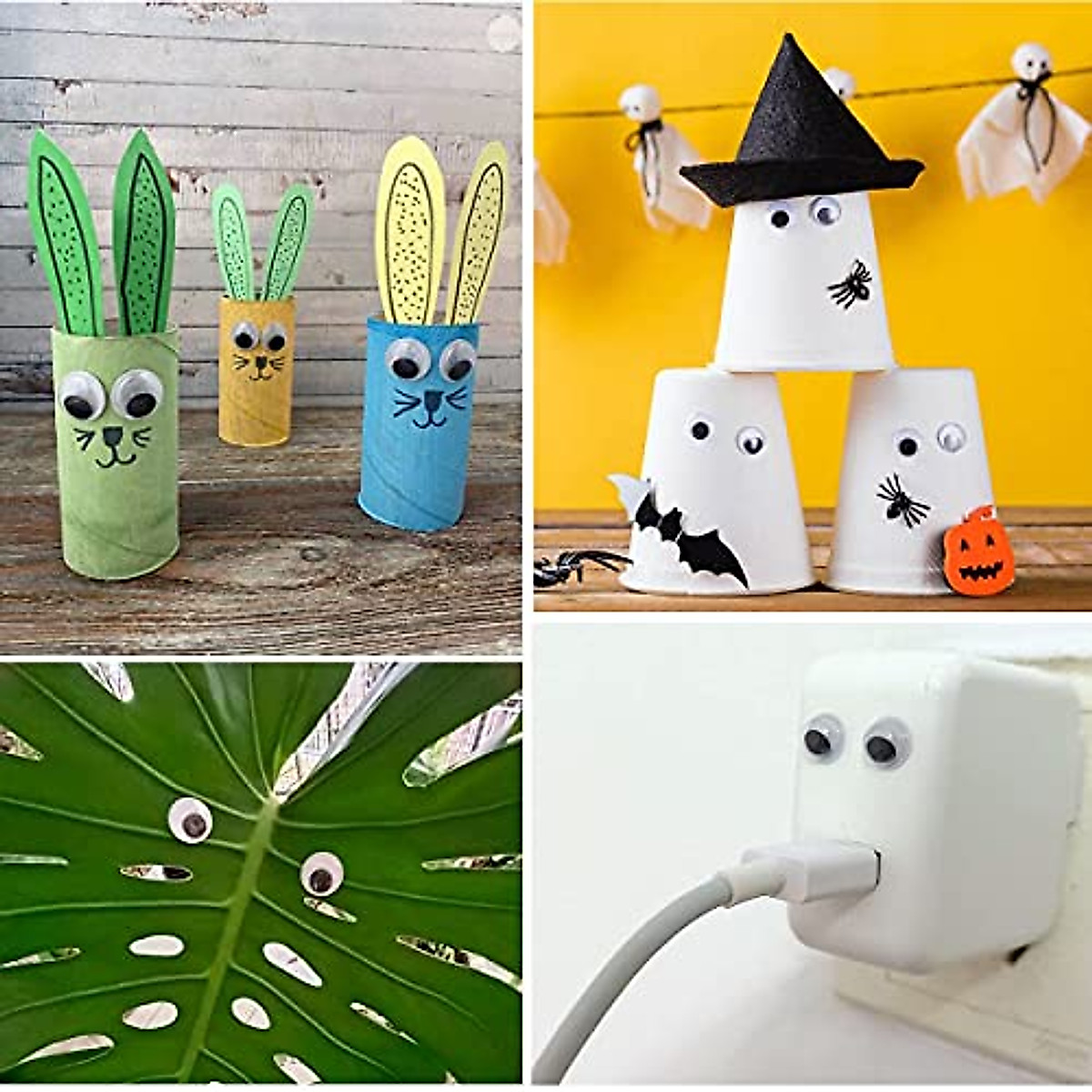 Googly Eyes for Crafts,450 Pcs Black Wiggle Googly Eyes with Self-Adhesive, 6mm 8mm 10 mm 12mm 15mm Mixed Packaging