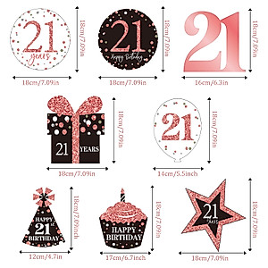 Birthday Party Decorations, Birthday Party Rose Gold Hanging Swirls Ceiling Decorations Shiny Foil Swirls for Birthday Decorations Supplies 30 Count (21 Style)