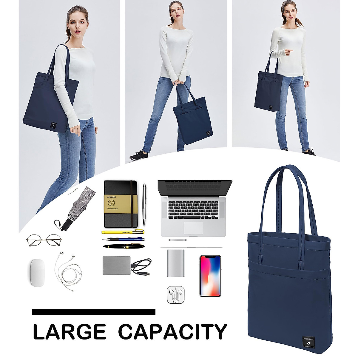 BASICPOWER Tote Bag for Women, Lightweight Shoulder Purse Laptop Work Gym Bag for Gym, Travel, Work