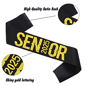 6Pcs Black Senior 2025 Sash with Gold Printing Letters, 2025 Graduation Celebrations Sashes, Class of 2025 Sash for Graduation Party, Senior Cheer Sashes, Cheerleader Sash, Class Competition Sashes