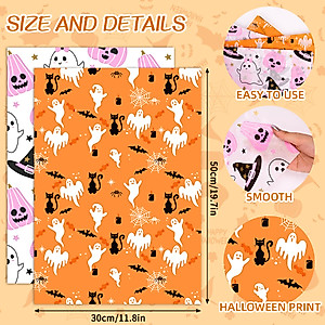 Rancco 60 Sheet Halloween Tissue Paper, Gift Wrapping Paper, Pink Pumpkin Ghost Decorative Tissue Paper for Home Holiday Birthday Party, DIY Craft Paper for Halloween, 19.7×11.8''
