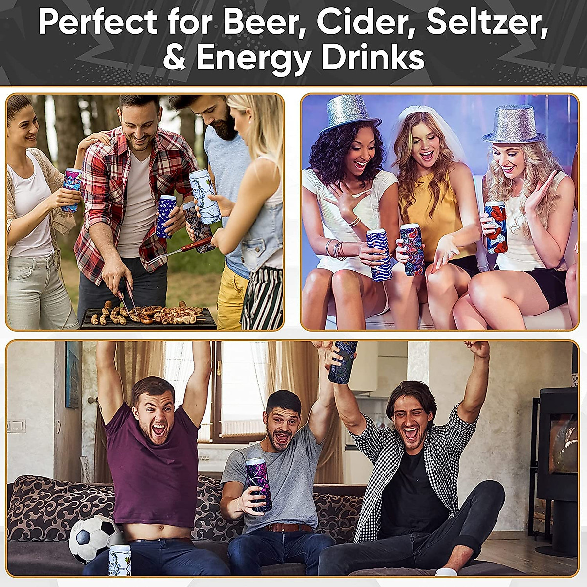 Baxendale Tall Can Sleeve for Slim Can and Tall Beer Cans - Set of 6 12oz Skinny Sleeve Insulated Cooler Sleeves to Keep Drinks Cold - Compatible with Truly, Michelob Ultra, Seltzers, Redbull and More