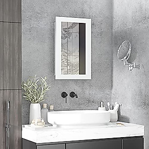 kleankin Wall-Mounted Medicine Cabinet with Mirror, Bathroom Mirror Cabinet with Single Door and Adjustable Shelves, White