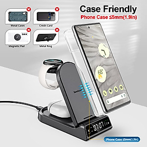 SwanScout Wireless Charging Station for Google Pixel Watch 1 (Not for Google Pixel Watch 2), SwanScout 702G, Fodable Wireless Charger for Google Pixel 8 Pro/8a/8/Fold/7A/7 Pro/7/6/6Pro, Pixel Buds Pro