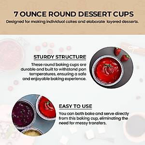 KitchenDance Disposable Aluminum Baking Cake Cup with Dome Lid - 7 Ounces Round Dessert Cups for Cakes, Muffin Cups - Aluminum Foil Baking Cup Perfect for Baking, Preparing Food, 1210P, 50 Count