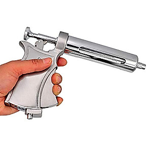 BZZBZZ Animals Injector 50ml Continuous Livestock Syringe Semi Automatic Stainless Steel Vaccination Gun Adjustable for Horse Sheep Cattle Pig Farm Equipments
