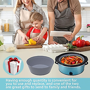 Silicone Slow Cooker Liners fit Crock-Pot 7-8 Quart Oval Slow Cooker，Reusable & Leakproof Dishwasher Safe Cooking Liner for 7 Quart Crock Pot (Blue+Red [Fit 7 to 8 QT][12"D x 9.25"W x 4.92"H])