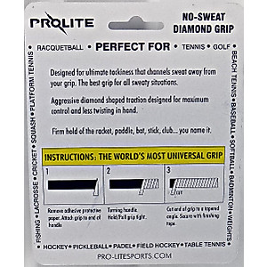 PROLITE No-Sweat Diamond Grip (White Underlay) for Pickleball Paddles, Racquetball, Squash, Platform Tennis, Badminton and More