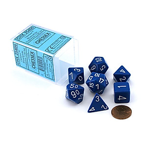 Chessex Dice Polyhedral 7-Die Opaque Dice Set - Blue with White