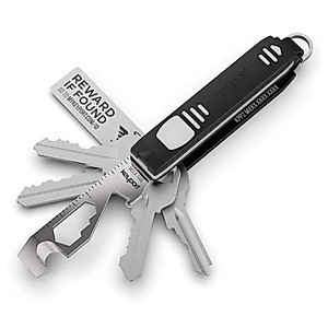 Keyport Pivot 2.0 Essential Bundle - Premium Multitool Keychain | Key Organizer + Keychain Flashlight + Bottle Opener + Lost & Found ALL-IN-ONE | Modern Keychain | Aircraft Aluminum (Black)