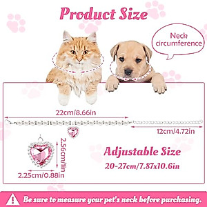 Pearl Cat Collar, Cute Rhinestone Puppy Collar Shine Small Cat Necklaces Pet Collar with Bling Accessories for Kitten Small Dogs Wedding Birthday Party(S,Pink)