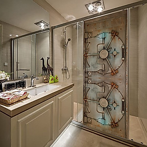 A.Monamour 3D Door Stickers for Interior Doors Rusty Bank Vault Door Vinyl Waterproof Self Adhesive Door Mural Decals for Bedroom Office Bathroom 85 x 200 cm