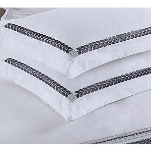 Royal Tradition 3pc Percale Duvet Cover Set (King/Calking) Sadie Embroidered Comforter Cover with Pillow Shams