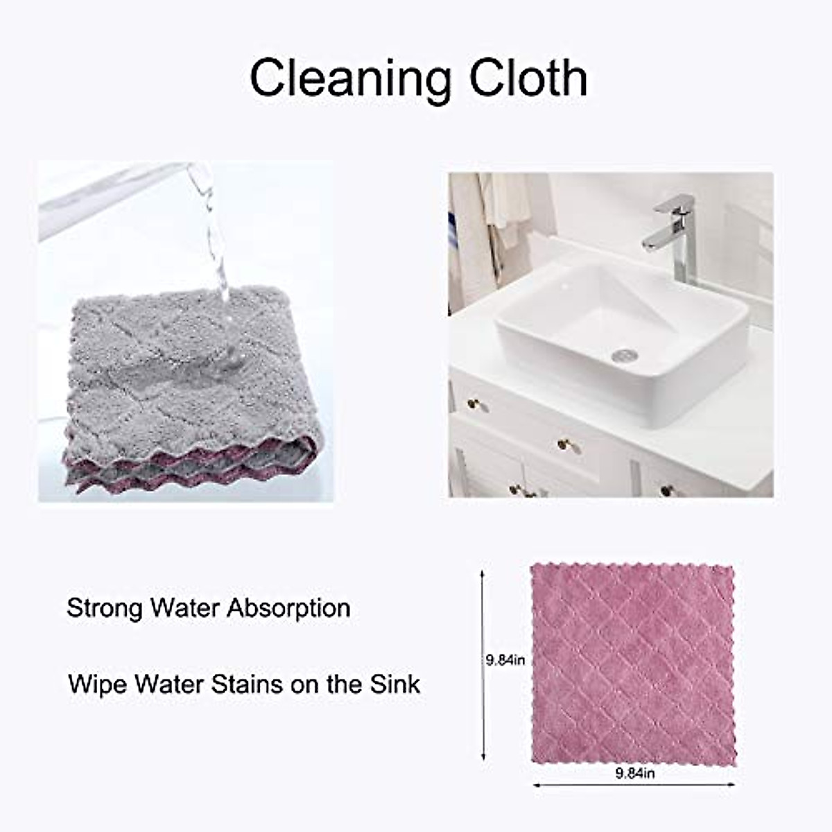 TUANYO Bathroom Accessories Set Complete - 6 Pcs Acrylic Bathroom Set - Toothbrush Holder, 2 Toothbrush Cups, soap Dispenser, soap Dish and Cleaning Cloth for Bathroom (Purple)