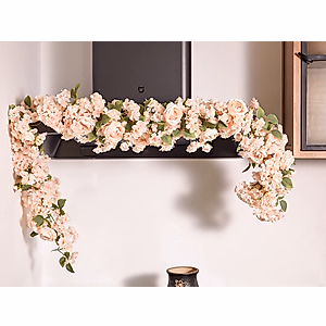 Anna's Whimsy 6.07FT Rose & Cherry Blossom Garland, Silk Artificial Flower, Flower Hanging Vines for Wedding Arch Party Table Home Garden Outdoor Kawaii Decor