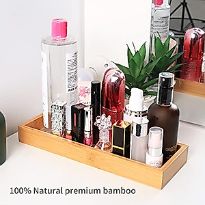 Natural Bamboo Vanity Tray, Sink Tray, Smooth and Thick Wooden Tray for Toilet Tank and Bathroom Counter Top, Kitchen Decor Wood Holder and SPA Home, 11.5x4.4x1.2 inches