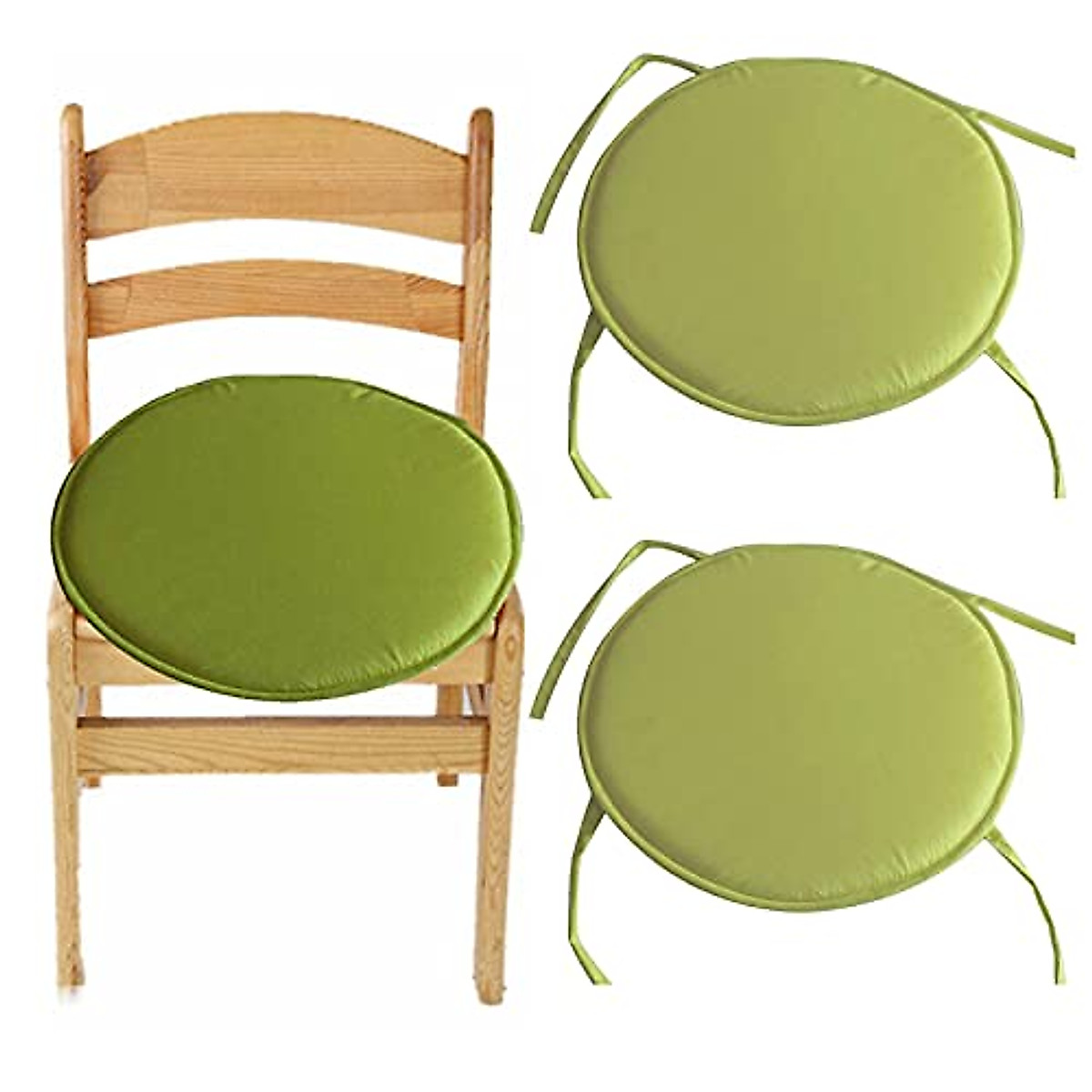 Eme-rald 2 Pack Indoor/Outdoor Chair Pads Round Seat Cushions with Ties Garden Patio Home Cushions Soft Round Chair Pillow atio Furniture Garden Dining Picnic Chair Cushion (Green)