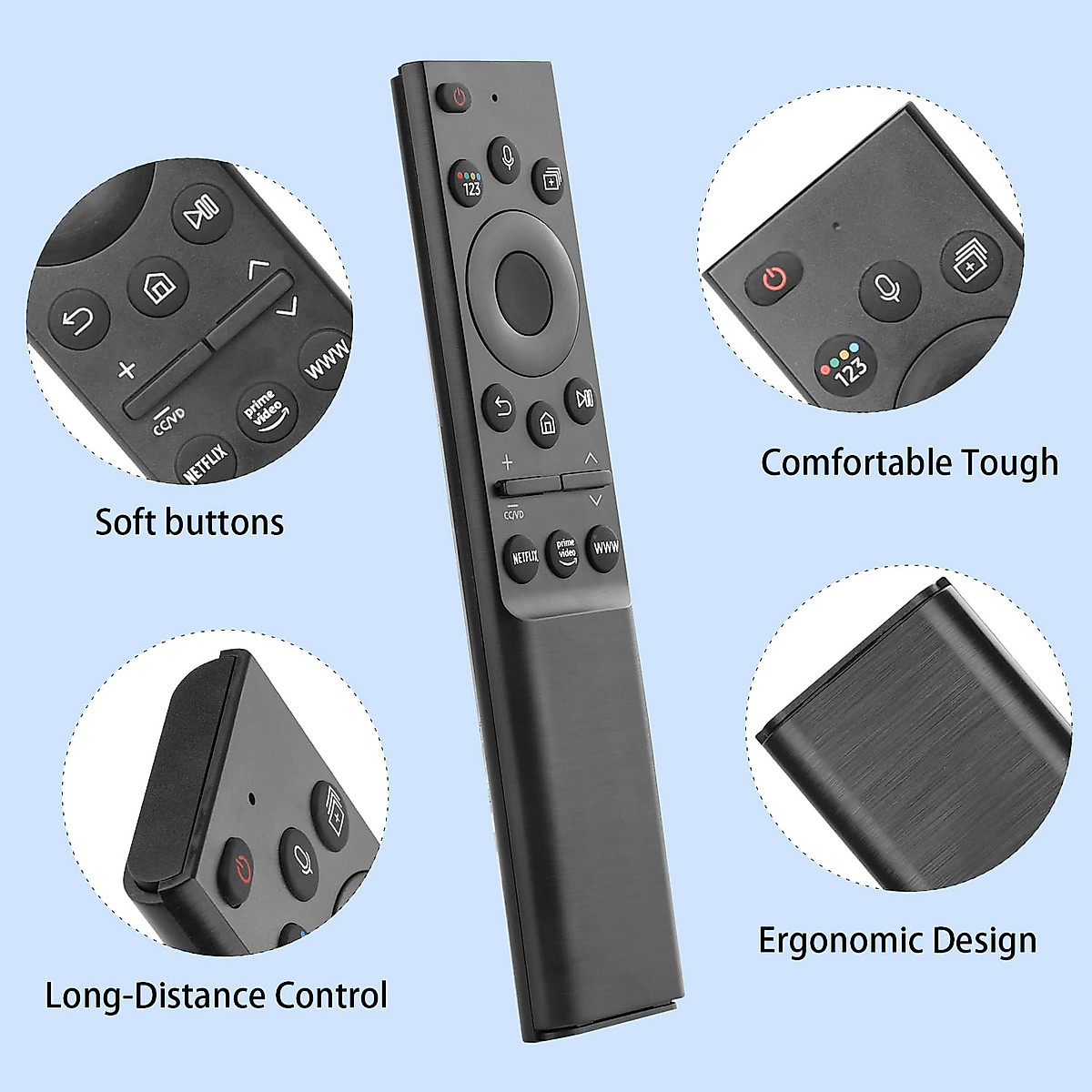 BN59-01357F TM2180E RMCSPA1RP1 Voice Remote Control Compatible with Samsung Smart The Frame QLED 4K 8K Smart TV QLED Series Q70A Q60A Q80A QN85A Replacement with Netflix PrimeVideo WWW with Batteries