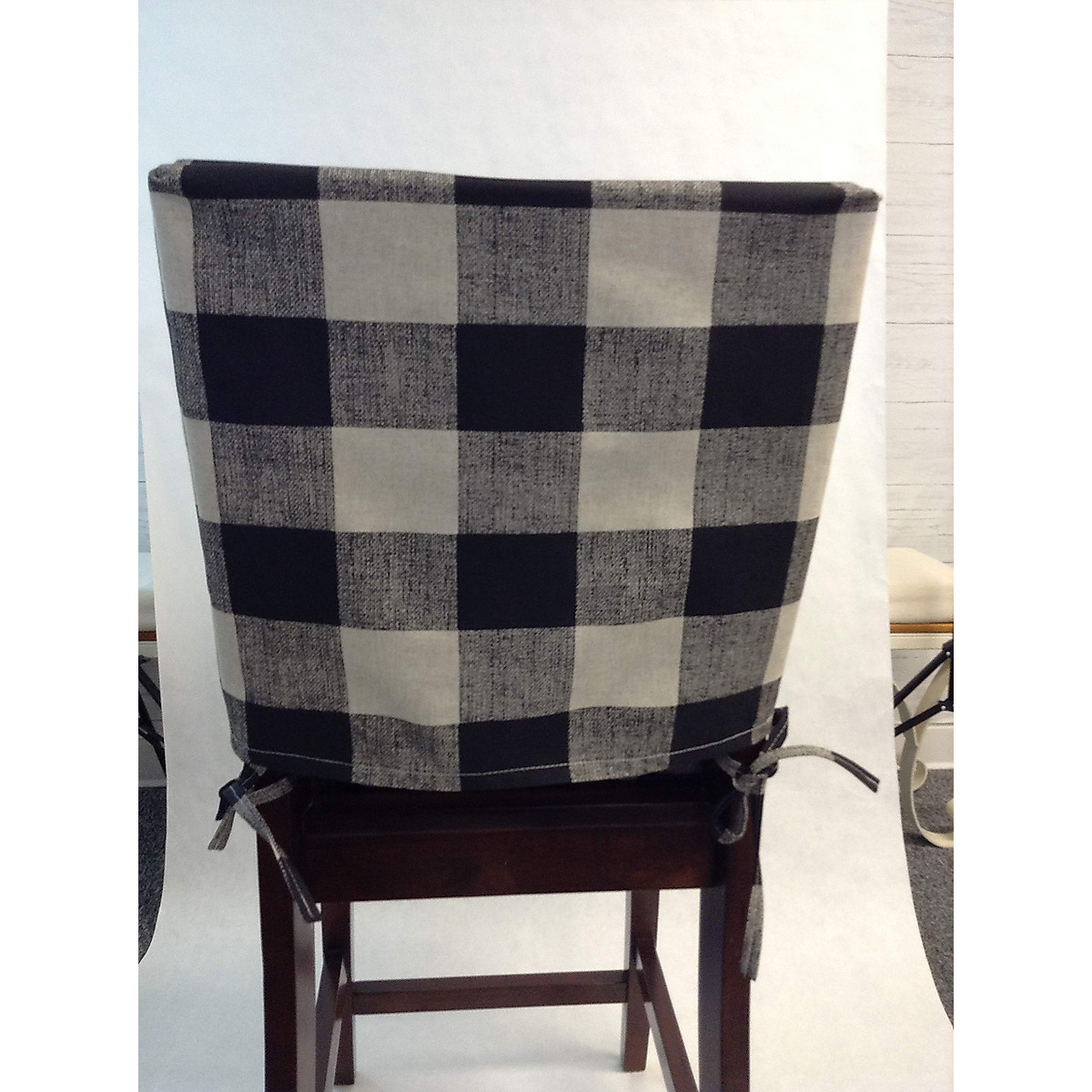 Chair back cover, Custom Fabric Slipcover, Buffalo Checkered Chair Cover, Chair Slipcover, Plaid Fabric, Checkered Fabric, Farmhouse Slipcover