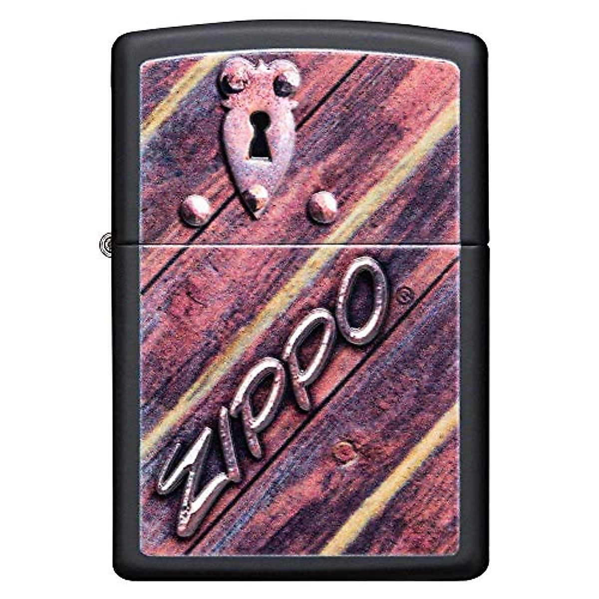 Zippo Lock Design Pocket Lighter, Black Matte Lock, One Size