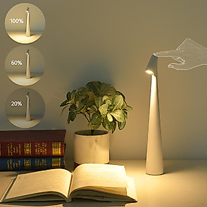 MESIYO Cordless Table Lamps, Outdoor Portable Battery Operated Lamp Rechargeable Led Touch Battery Table Lamp 3 Level Brightness Cordless Lamp for Restaurant, Bedroom, Couple Dinner, Camping (White)