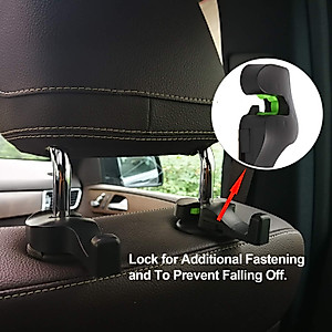 A ABIGAIL Car Headrest Hooks Universal Vehicle SUV Organizer Car Back Seat Headrest Hanger Holder Hook for Bag Purse Cloth Grocery-Black Set of 2 A7836F