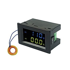 Proshopping AC Voltage Current Meter, AC 80-300V 100A Digital Voltmeter Ammeter, LCD Dual Display Voltage Amperage Gauge, Mini Volt Amp Panel Monitor Tester Indicator - with Current Transformer CT