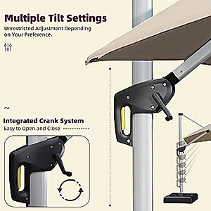 PURPLE LEAF 10 Feet Patio Umbrella Outdoor Round Umbrella Large Cantilever Umbrella Windproof Offset Umbrella Heavy Duty Sun Umbrella for Garden Deck Pool Patio, Beige