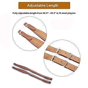 Accordion Straps,1Pair Soft PU Leather Accordion Shoulder Harness Strap with Adjustable Buckles for 16-120 Bass Accordions