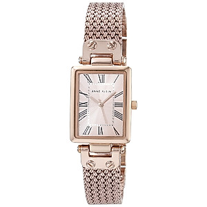 Anne Klein Women's Japanese Quartz Dress Watch with Stainless Steel Strap, Rose Gold, 12 (Model: AK/3882RGRG)