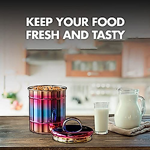 Amici Home Rainbow Metal Storage Canister | Dry Food Storage Container | Airtight Lid | 64 Ounce Capacity | Modern Home Décor | Decorative Metal Canister for Kitchen Countertop (Large)
