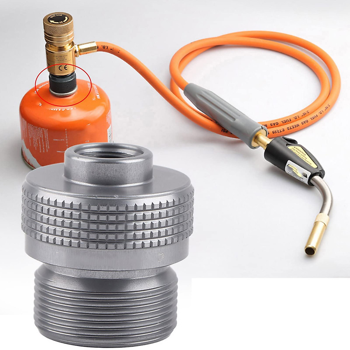 Dioche Gas Adapter, Camping Gas Canister Adapter Convertor Valve Flat Canister to 1L MAPP Gas Adapter