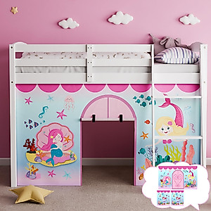 YRDKB Mermaid Bunk Bed Curtains - 45H Premium and Customizable Cartoon Loft Bed Curtains for Children to Enhance The Imaginative Creation Bedroom Curtains(3PCS,Twins)