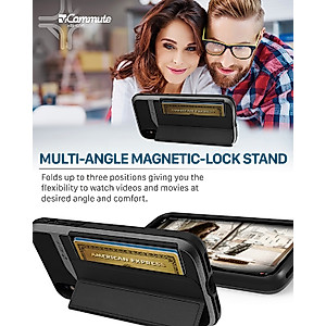 VENA iPhone Xs/X Wallet Case, [vCommute][Military Grade Drop Protection] Flip Leather Cover Card Slot Holder with Kickstand Compatible with Apple iPhone Xs 2018 / X 2017 5.8" (Space Gray/Black)