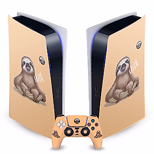 Head Case Designs Officially Licensed Animal Club International Sloth Faces Vinyl Faceplate Gaming Skin Decal Compatible With Sony PlayStation 5 PS5 Digital Edition Console and DualSense Controller