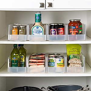 IRIS USA Clear Plastic Stackable Storage Bins, Large- 8 Pack, Open Front Fridge Pantry Kitchen Closet Cabinet Bathroom Organizer Basket for Organizing Snack, Cans, Office Supplies, and Coffee Pods